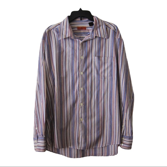 AXIS | Shirts | 52 Blue Pink Peach And White Stripe Longsleeve Xl ...